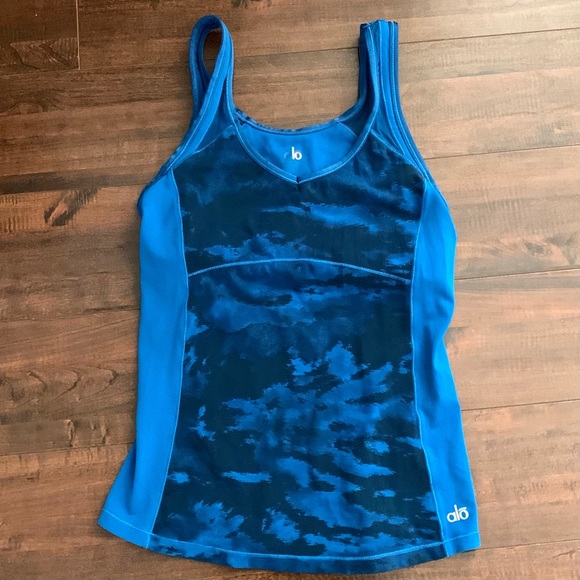 ALO Yoga | Tops | Alo Blue Mesh Strap Cut Out Shelf Bra Tank Szs | Poshmark